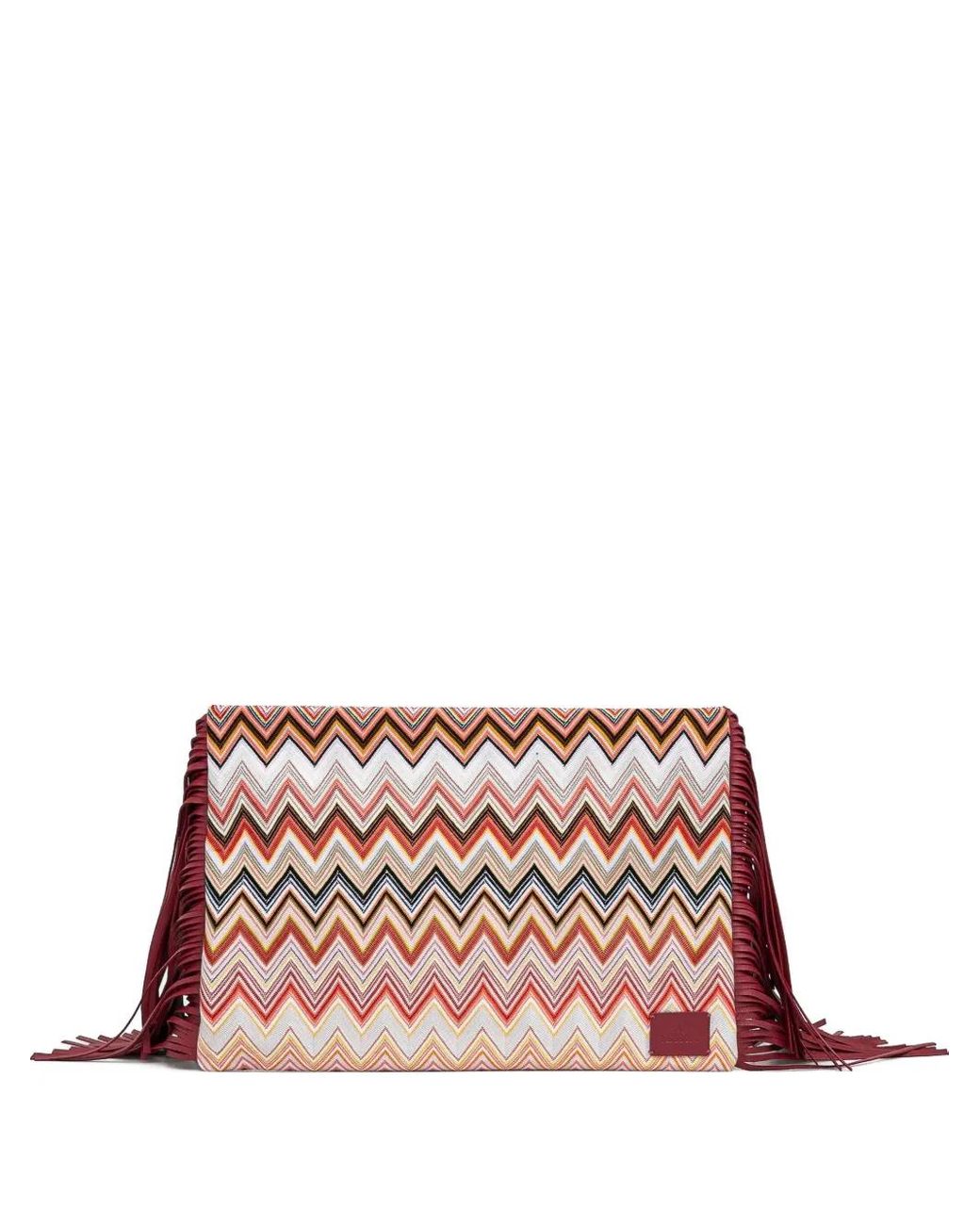 Missoni Fringe-Detail Chevron Clutch Bag in Pink | Lyst