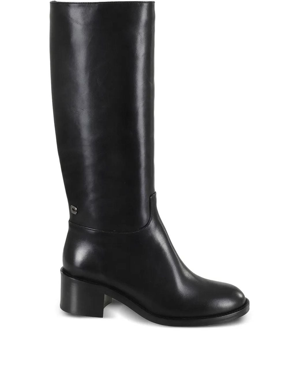 CAREL PARIS Leather Block-Heel Boots in Black | Lyst