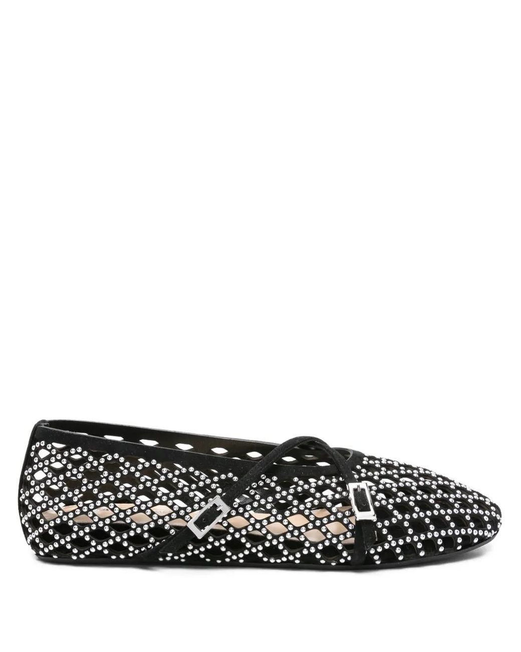 Mach & Mach Crystal-Embellished Lattice Ballet Flats in Black | Lyst