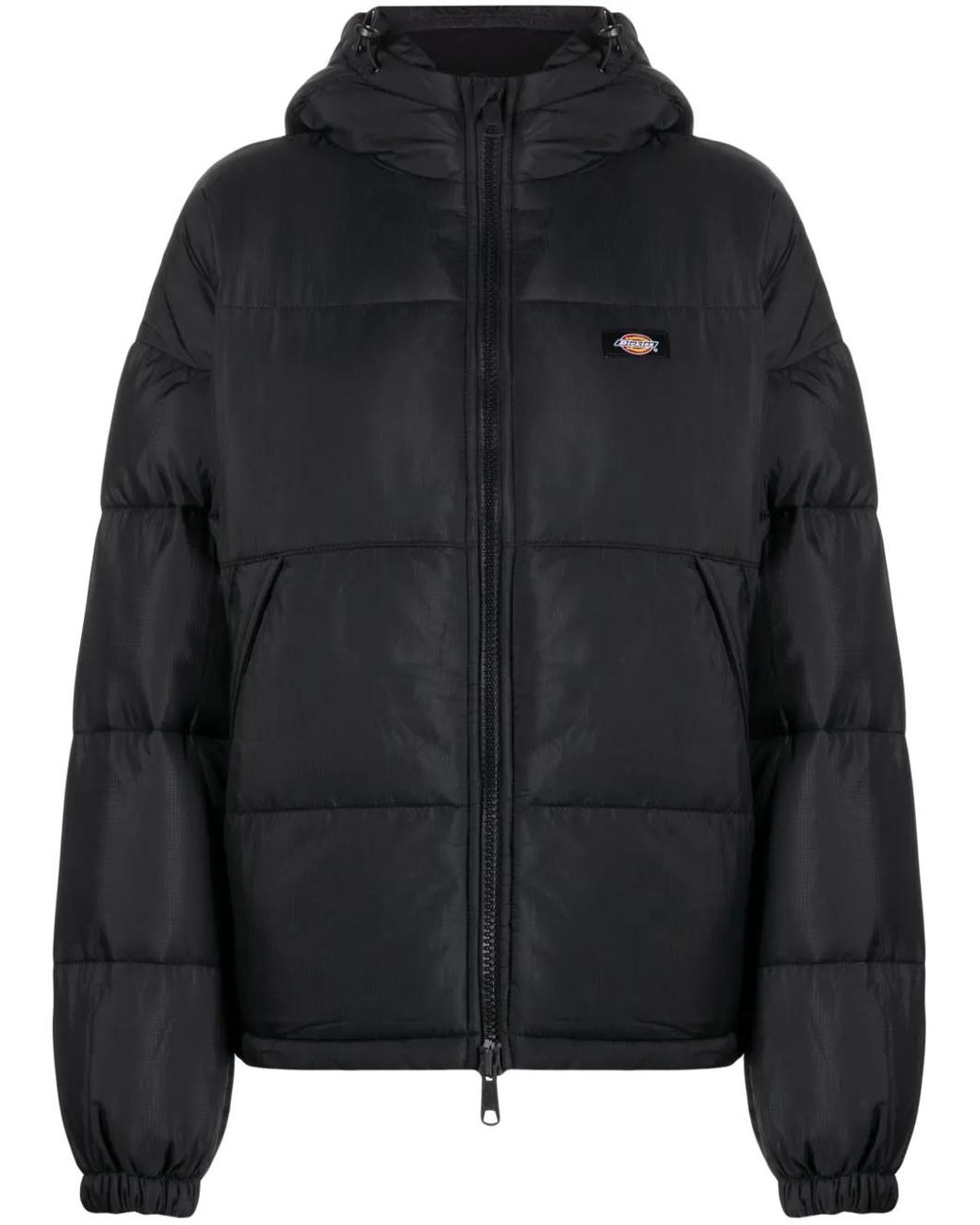 Dickies Logo-Patch Hooded Puffer Jacket in Black | Lyst