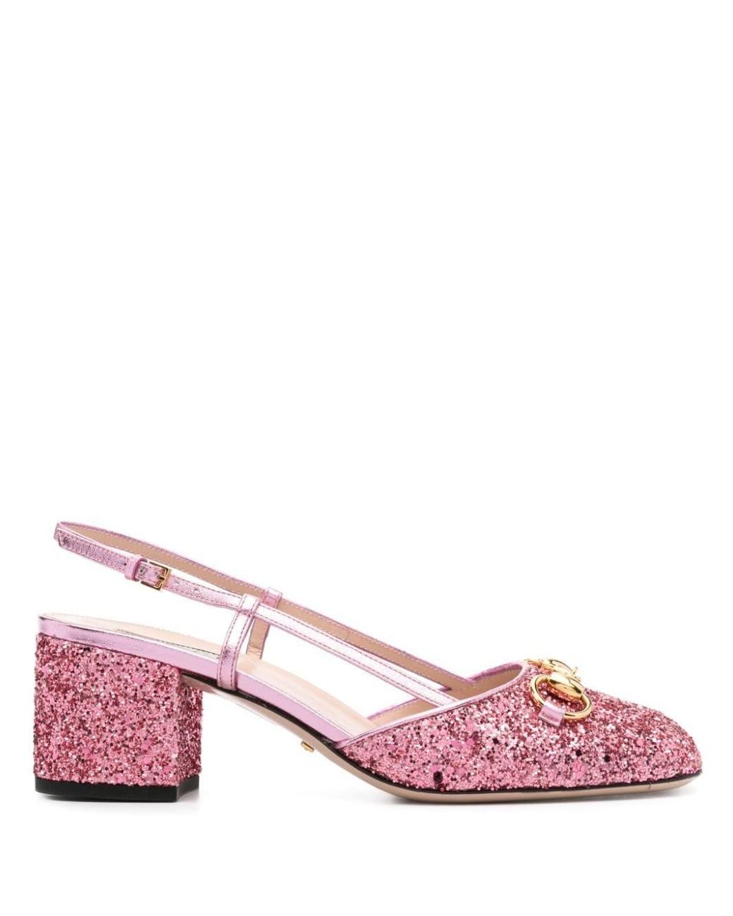 Gucci 65Mm Horsebit-Detailed Glitter Pumps in Pink | Lyst