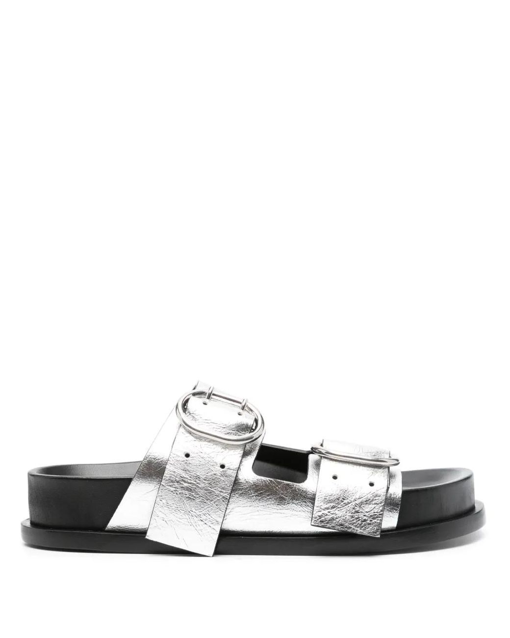Jil Sander Double-Buckle Leather Sandals in White | Lyst