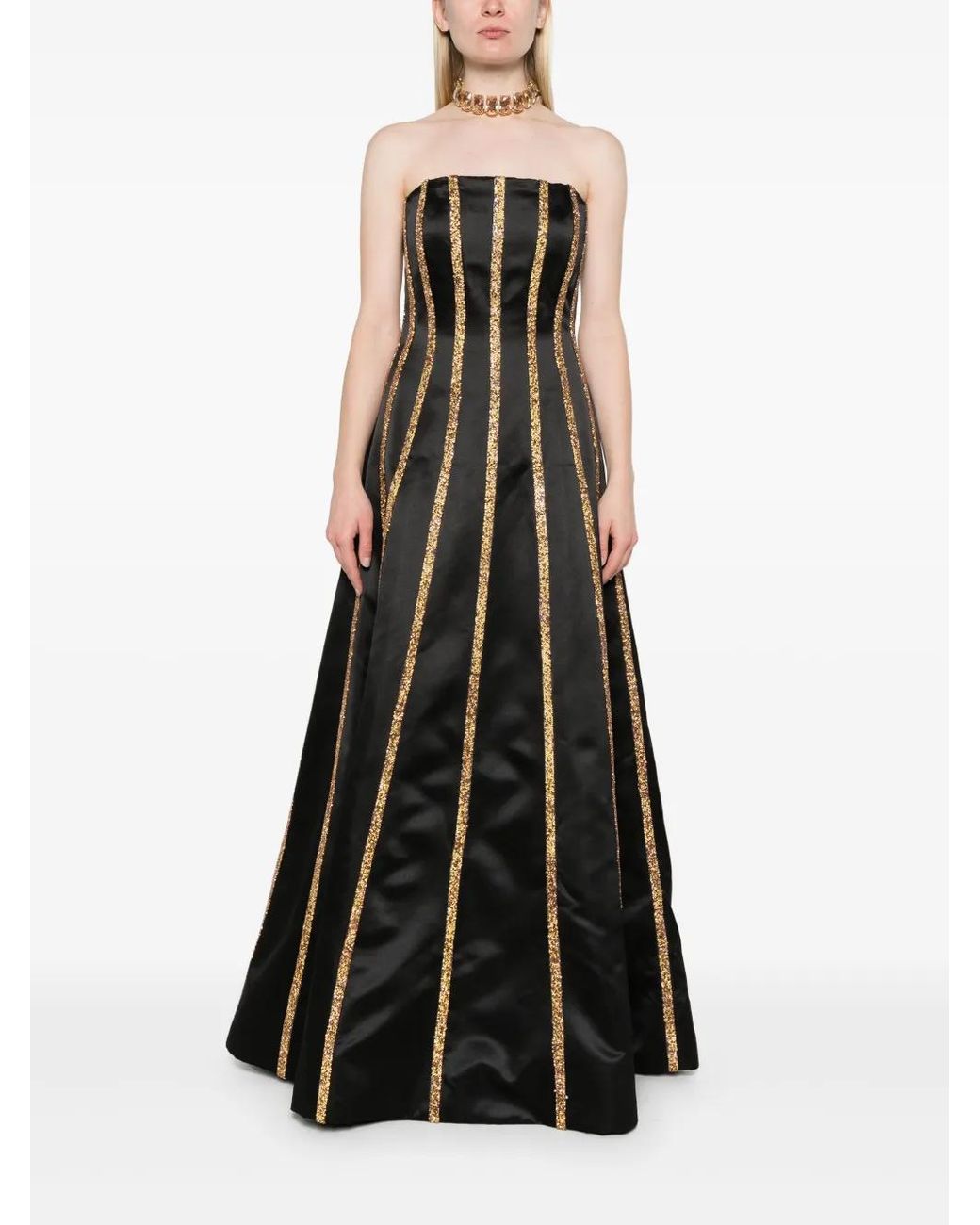 Jean Louis Sabaji Strapless A-Line Maxi Dress in Black | Lyst
