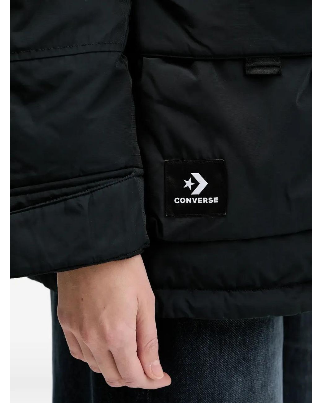 Converse Hooded Patch Jacket in Black | Lyst UK