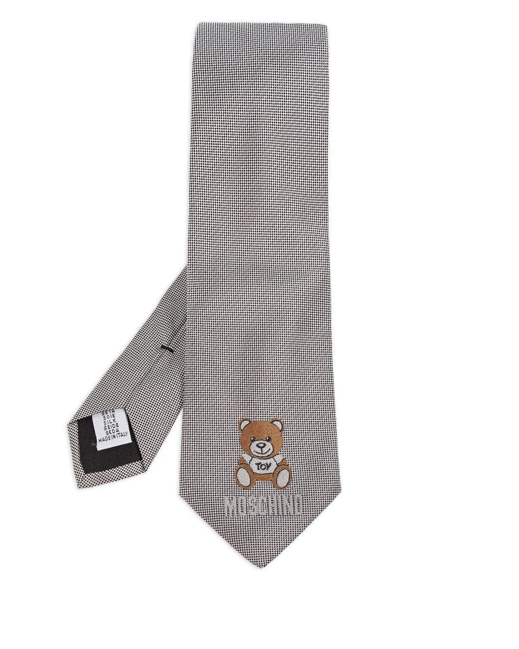 Moschino Embroidered Bear Tie in Grey for Men | Lyst UK