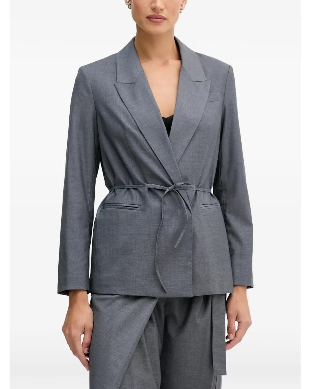 Sisley Tie Blazer in Gray | Lyst