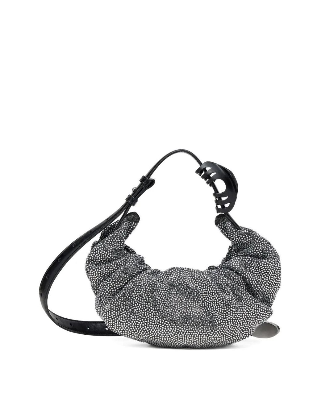 DIESEL Small Grab-D Embellished Scrunched Shoulder Bag in Gray | Lyst