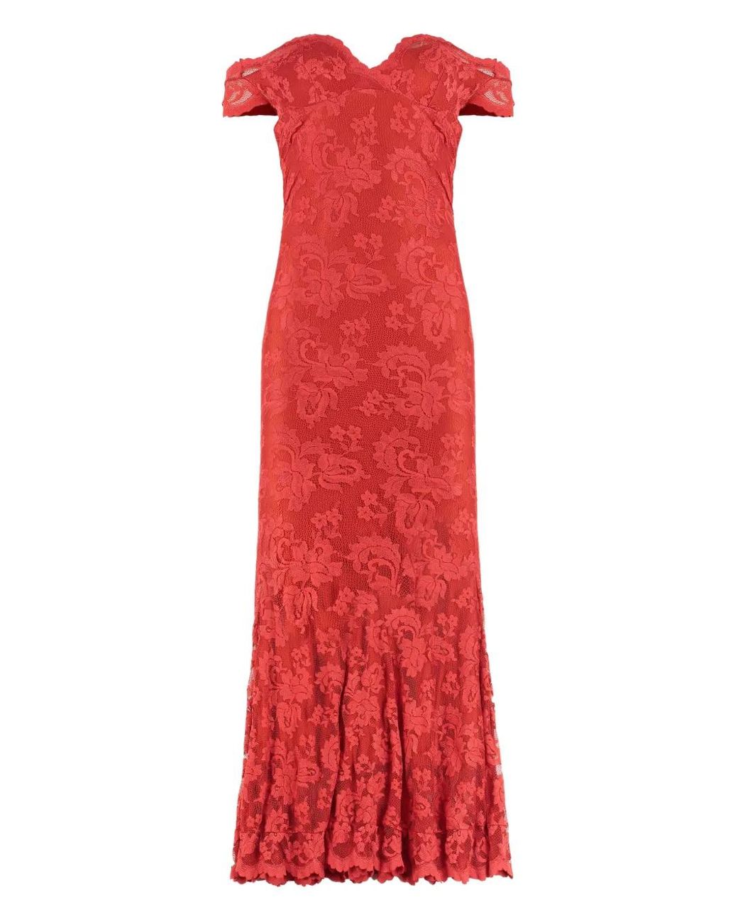 Balensi Sandra Off-Shoulder Maxi Dress in Red | Lyst