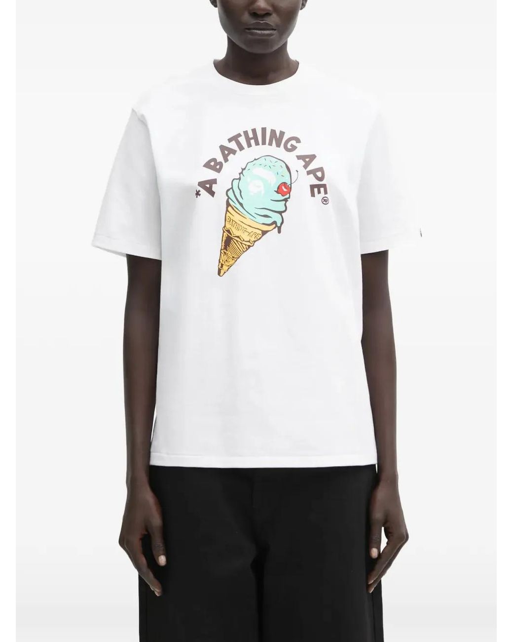 A Bathing Ape Ice Cream Graphic-Print T-Shirt in White | Lyst