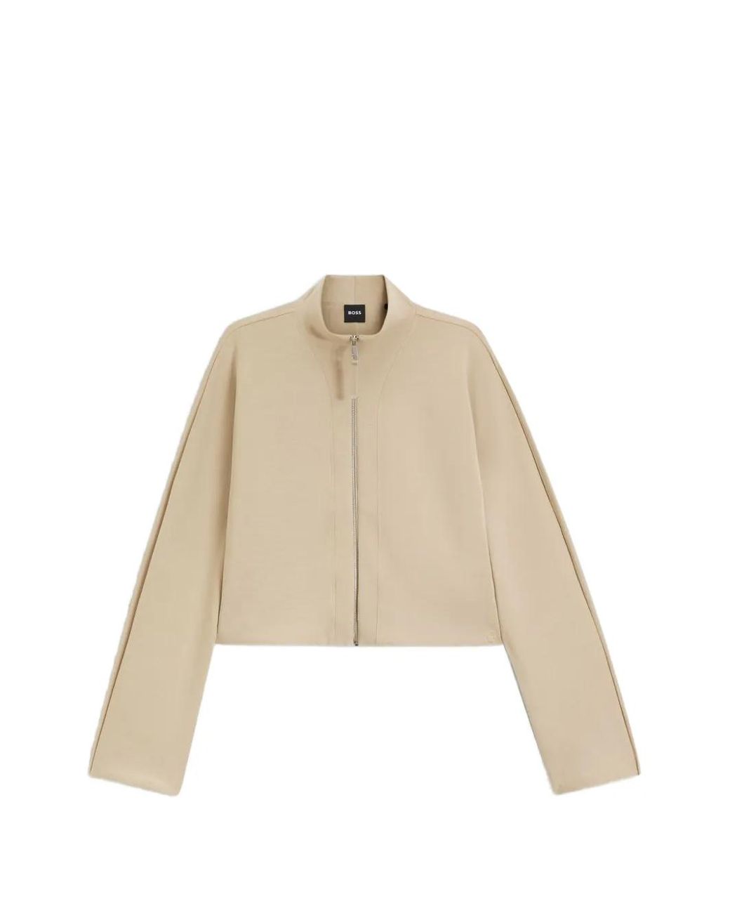 BOSS Jersey Bomber Jacket in Natural | Lyst UK