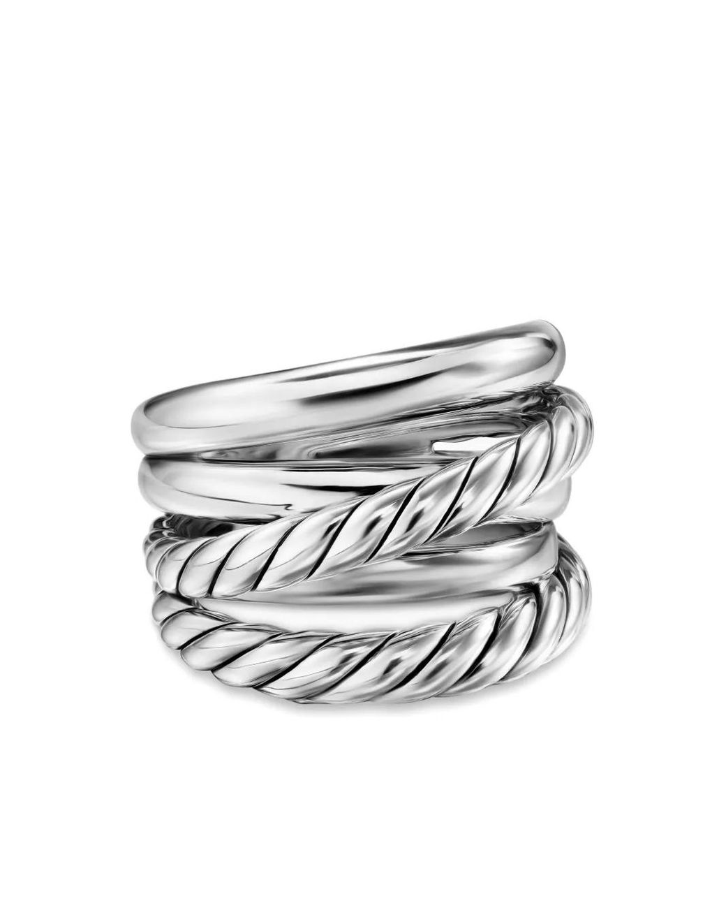 David Yurman Sterling Five Row Cable Ring in White | Lyst