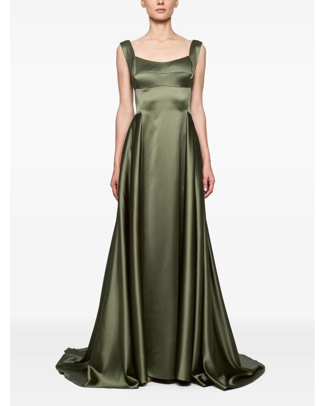 Atu Body Couture V-Back Satin Gown in Green | Lyst
