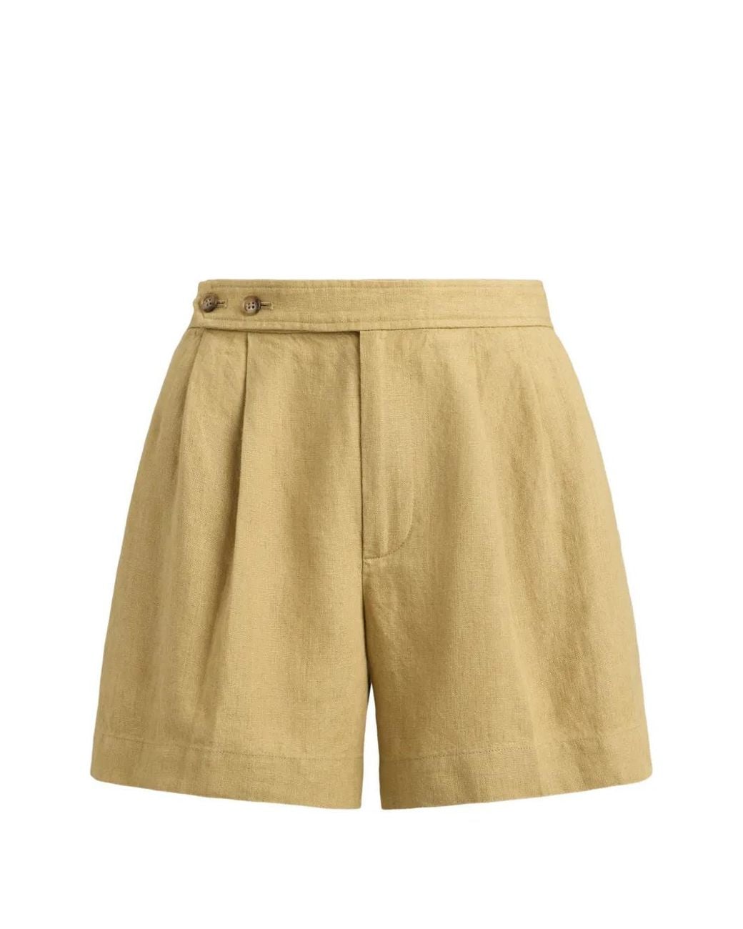 Polo Ralph Lauren Rae Pleated Shorts in Natural | Lyst