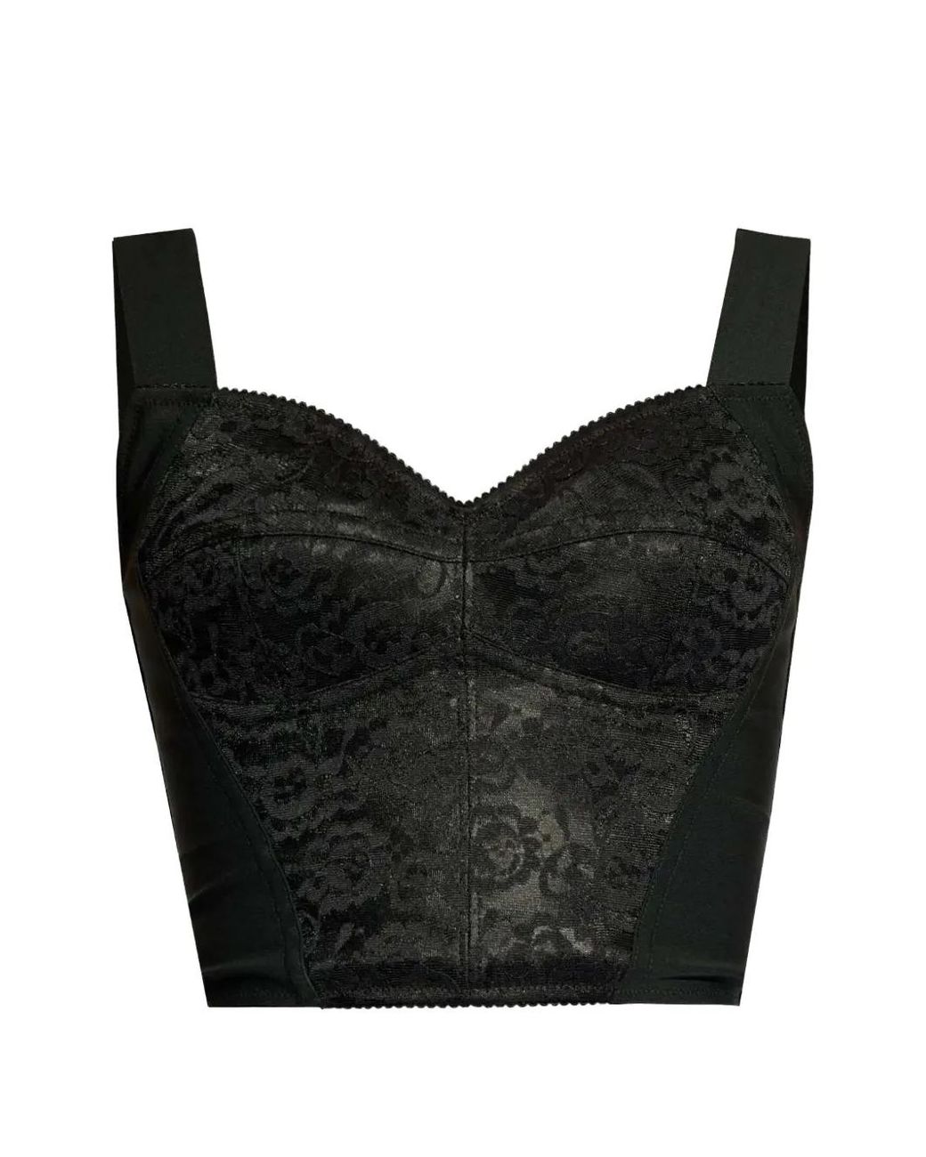 Dolce & Gabbana Lace-Overlay Cropped Bustier in Black | Lyst