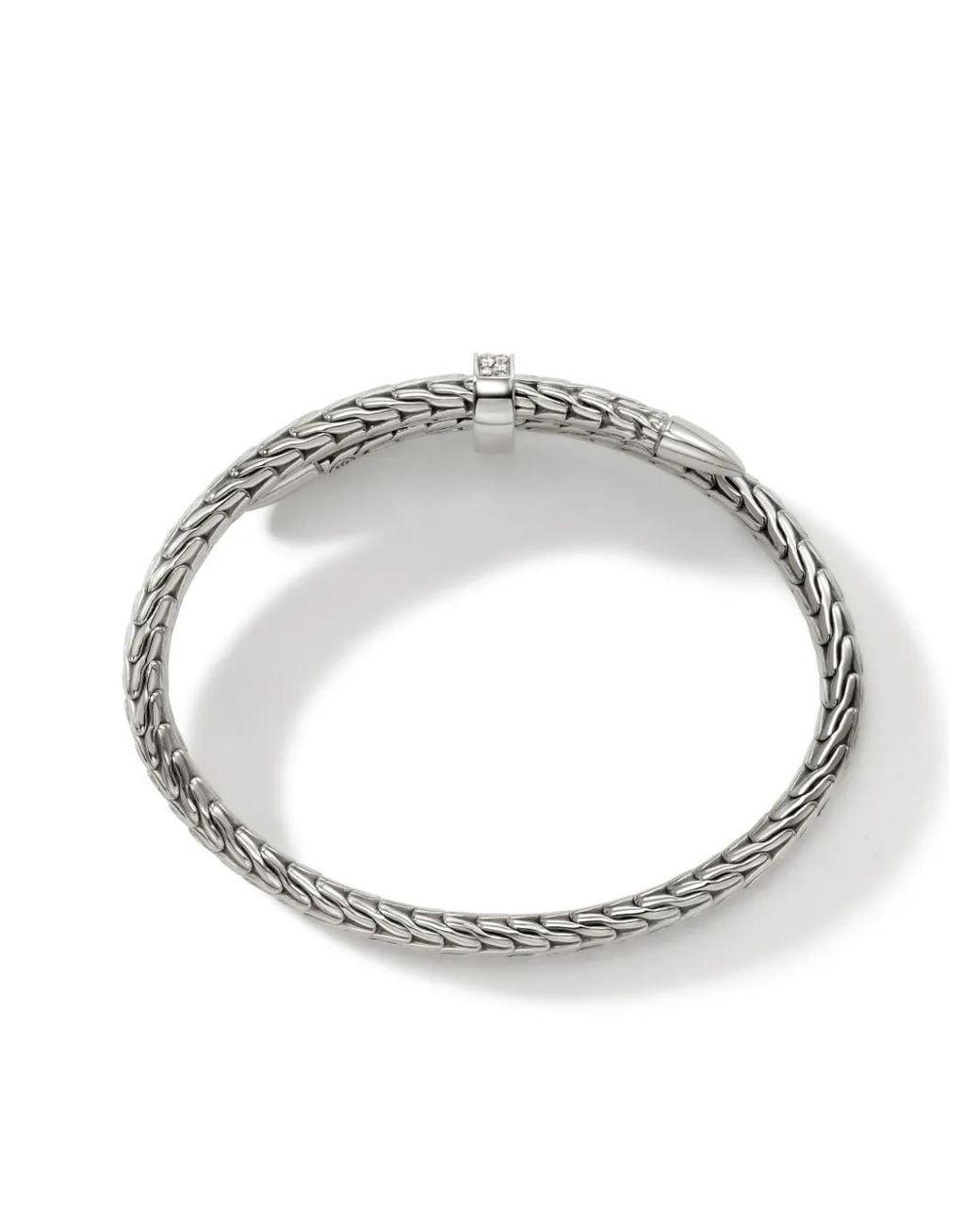 John Hardy Sterling Spear Flex Diamond Cuff Bracelet in White | Lyst