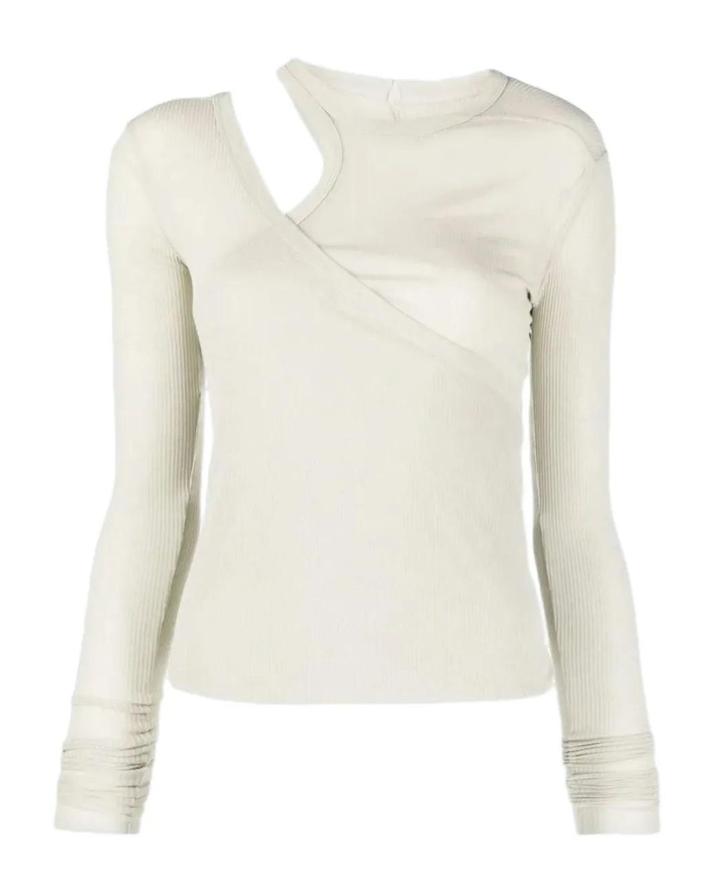Rick Owens Cut-Out Ribbed Top in White | Lyst