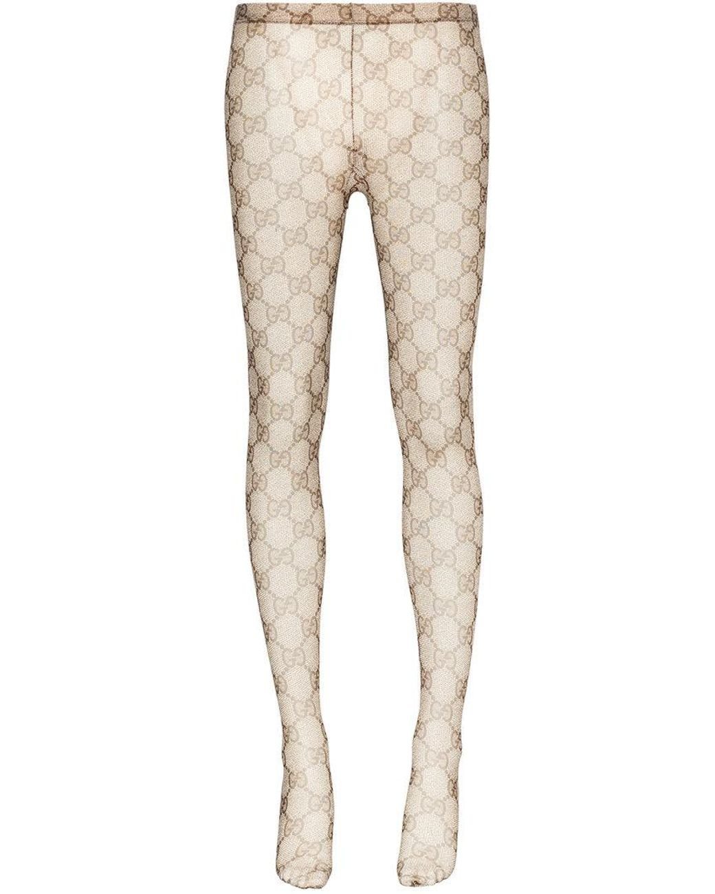 Gucci Gg Patterned Tights in Brown | Lyst