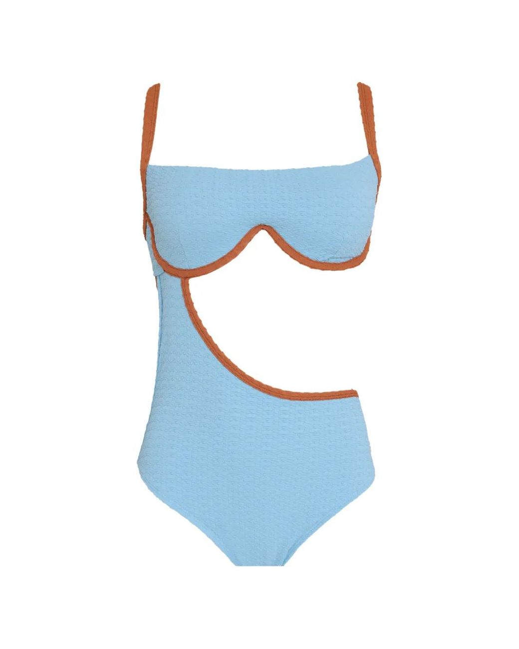 Brigitte Bardot Cut-Out Textured Swimsuit in Blue | Lyst