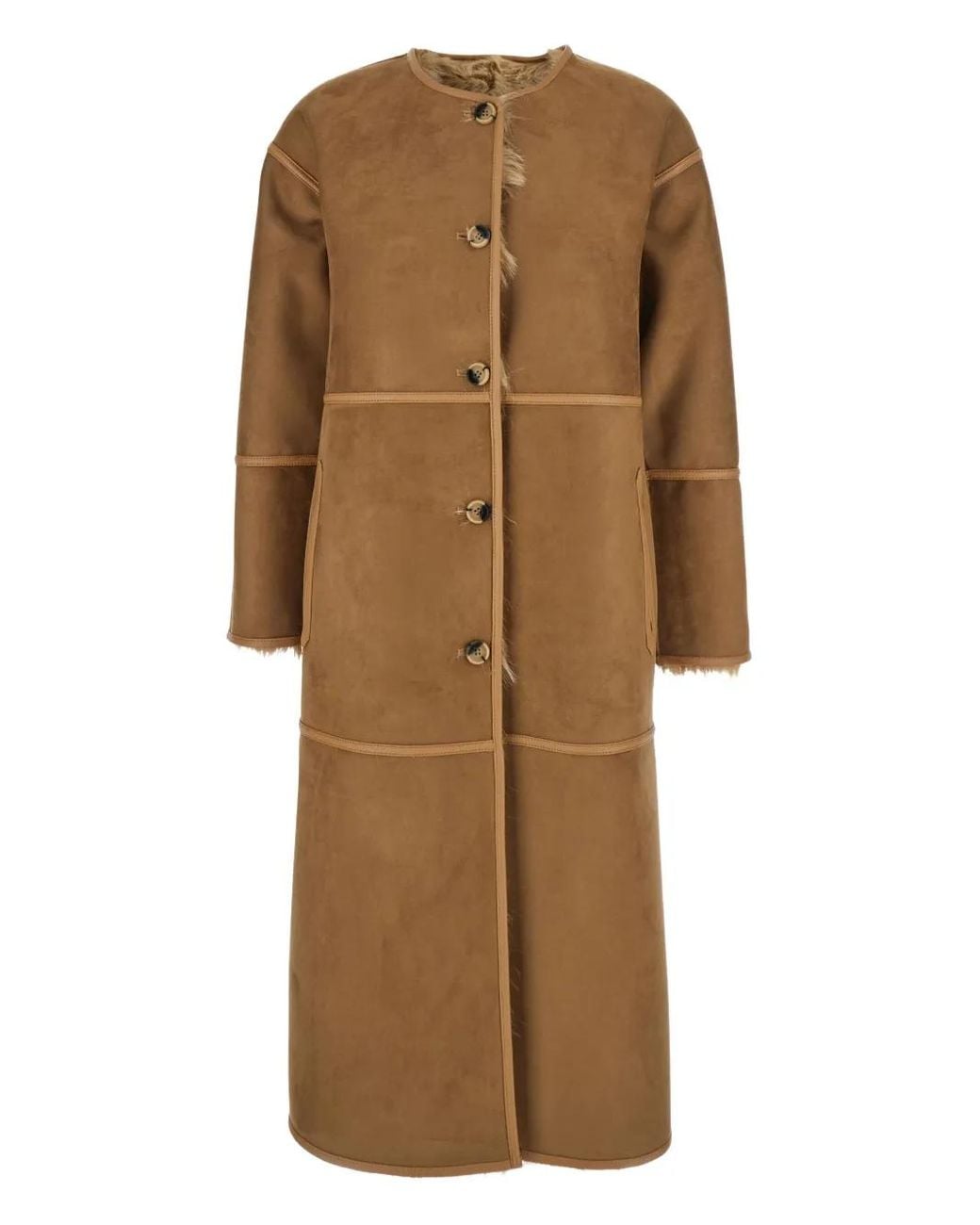 Urbancode Faux-Fur Reversible Coat in Natural | Lyst