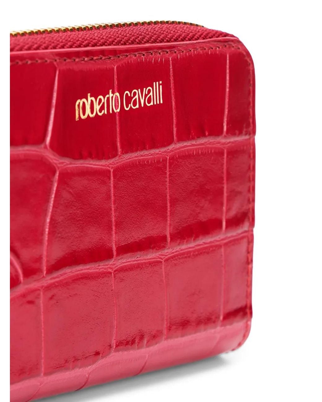 Roberto Cavalli Embossed Zip Wallet in Red | Lyst UK
