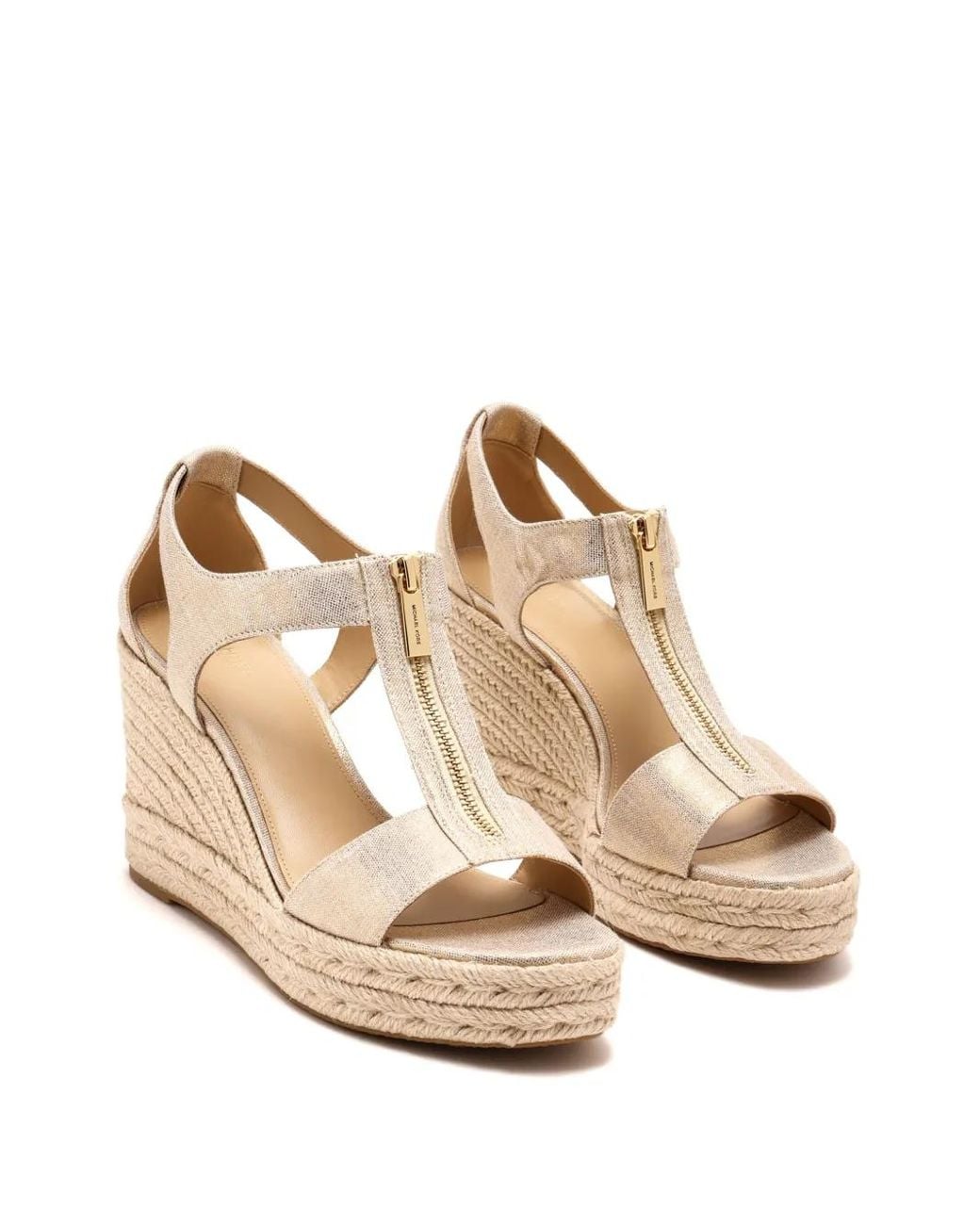 Michael Kors 100Mm Berkley Zip-Front T-Bar Espadrilles in Natural | Lyst