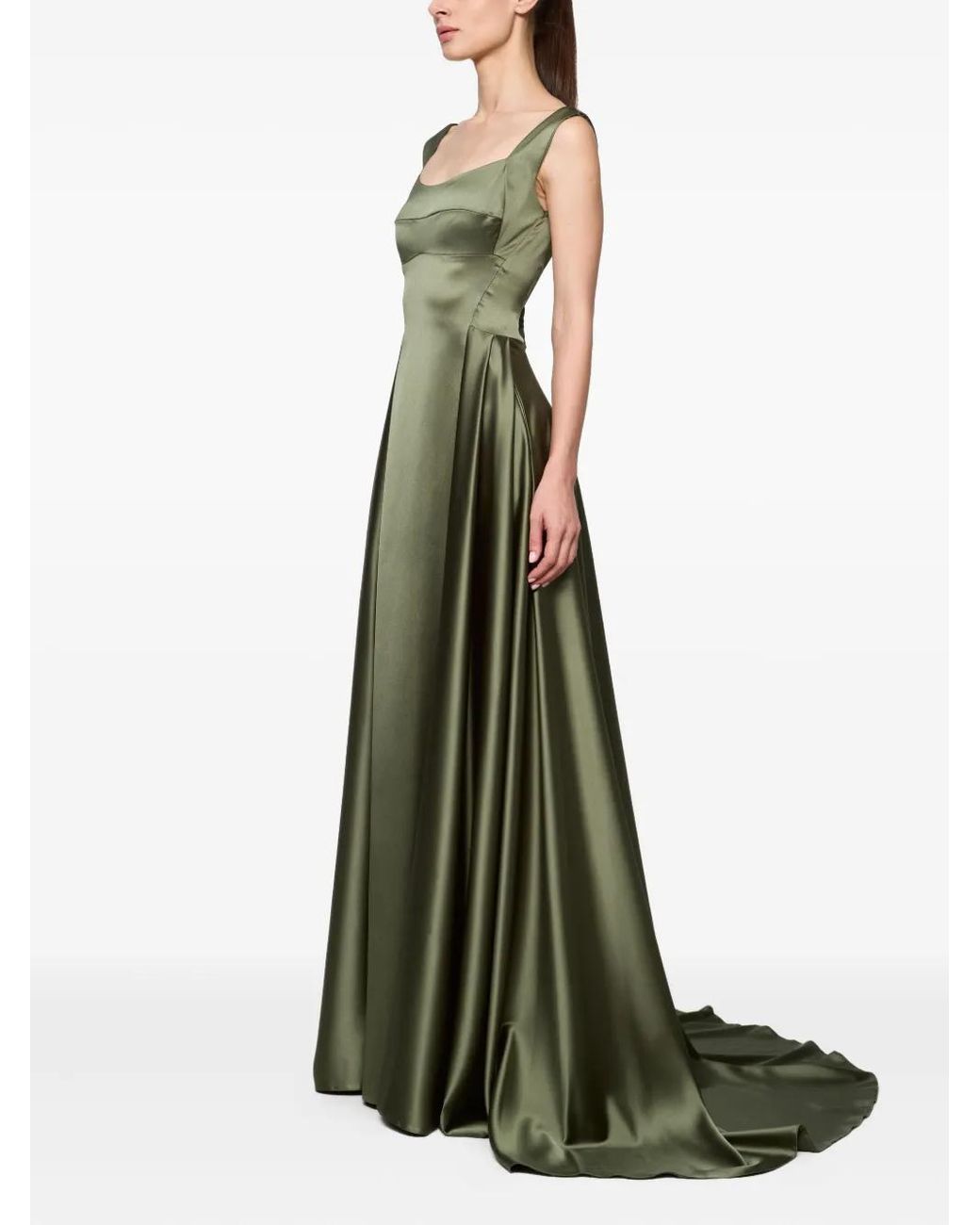 Atu Body Couture V-Back Satin Gown in Green | Lyst