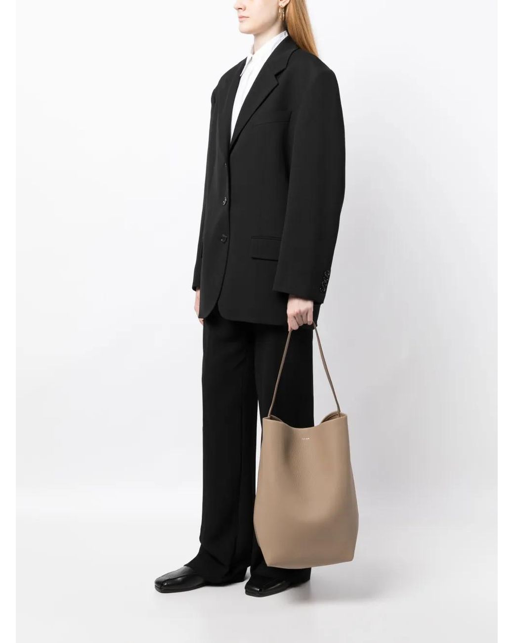 The Row Large Park Leather Tote Bag in Natural | Lyst