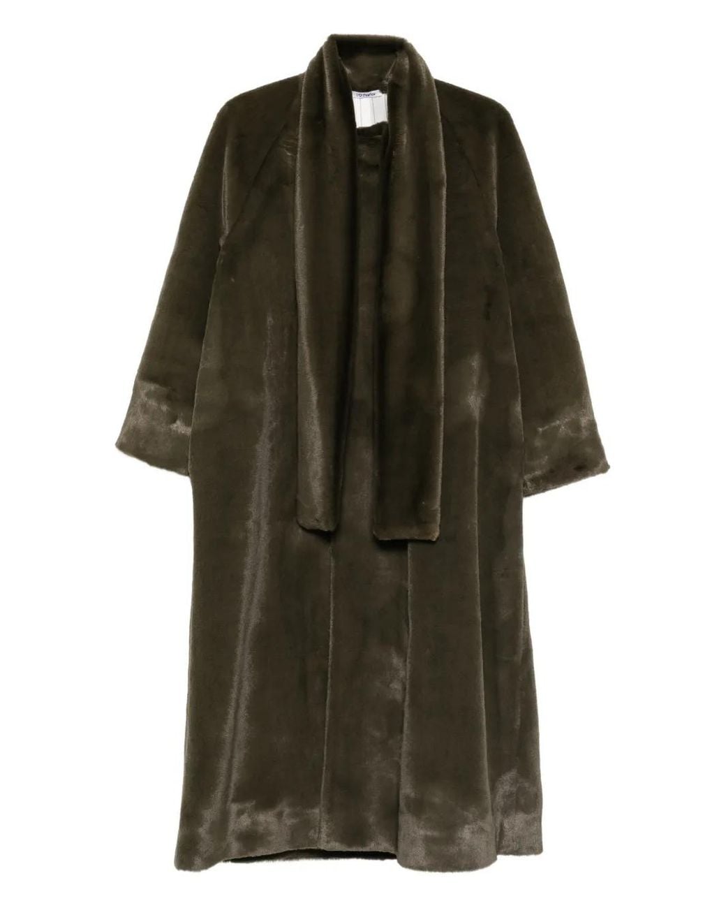 Parlor Scarf-Detail Faux-Fur Coat in Green | Lyst