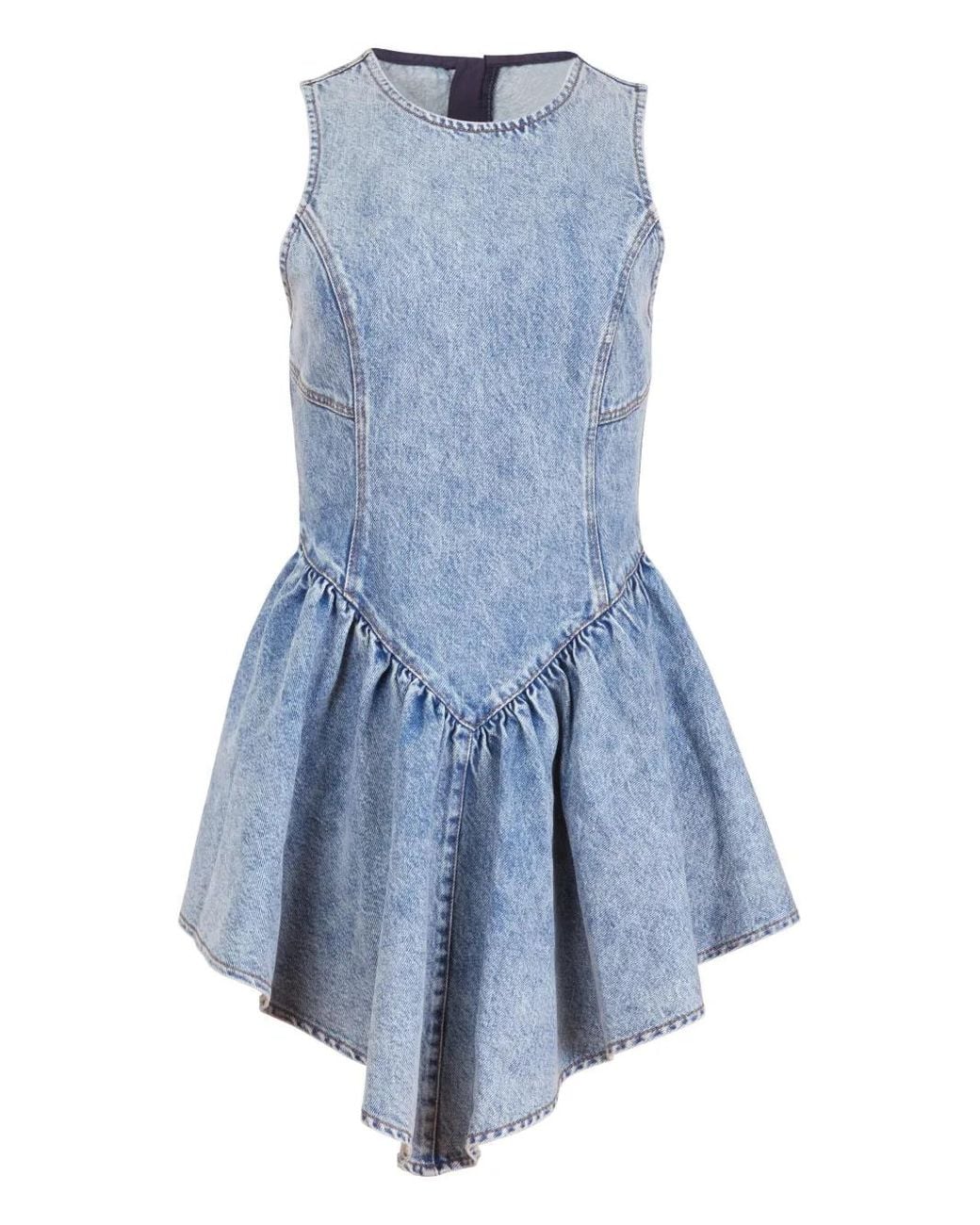Fleur du Mal Denim Flared Dress in Blue | Lyst