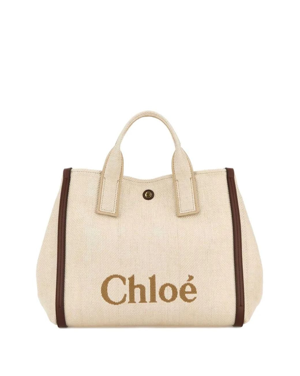 Chloé Logo-Print Tote Bag in Natural | Lyst