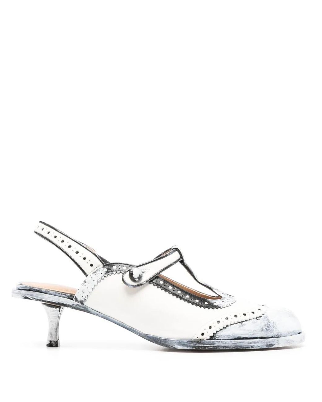 Maison Margiela 45Mm Bourgeoise Spectator Tabi Slingback Pumps in White ...