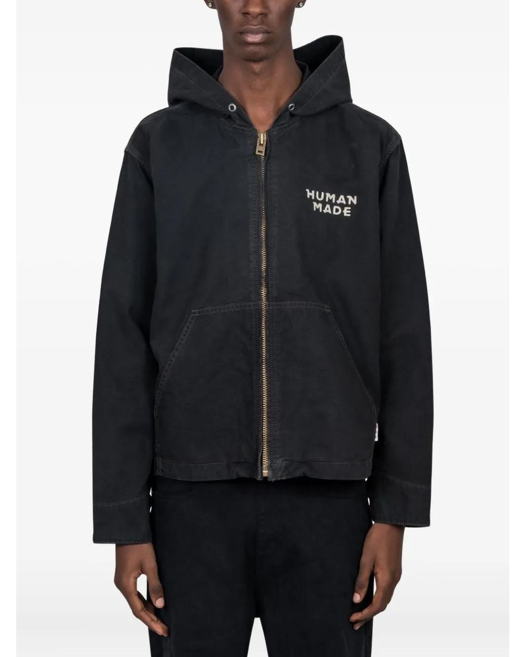 Human Made Hooded Zip-Up Jacket in Black for Men | Lyst UK