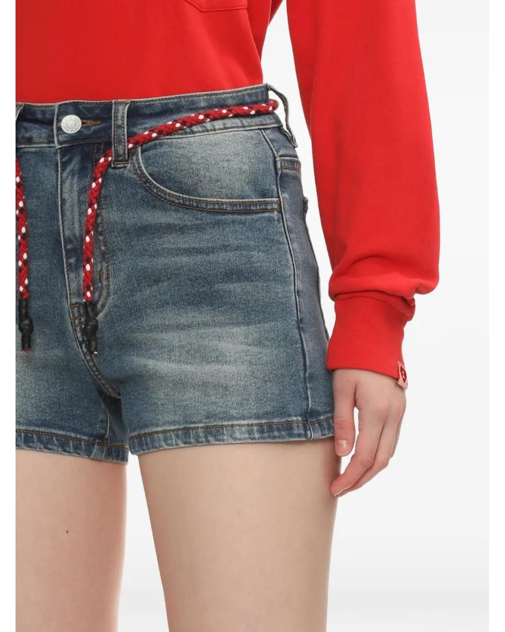 A Bathing Ape Rope-Belt Denim Shorts in Blue | Lyst UK