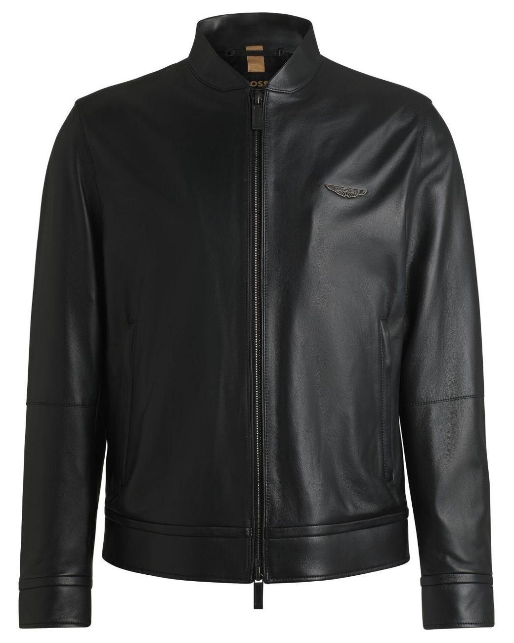 BOSS Xaston Martin Leather Jacket in Black for Men | Lyst