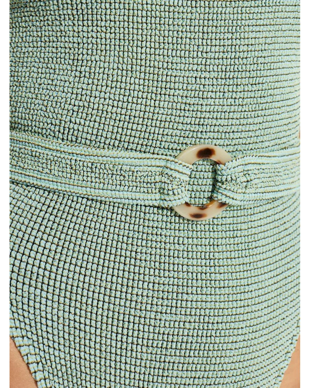 Bondeye Belted Textured Swimsuit in Green | Lyst