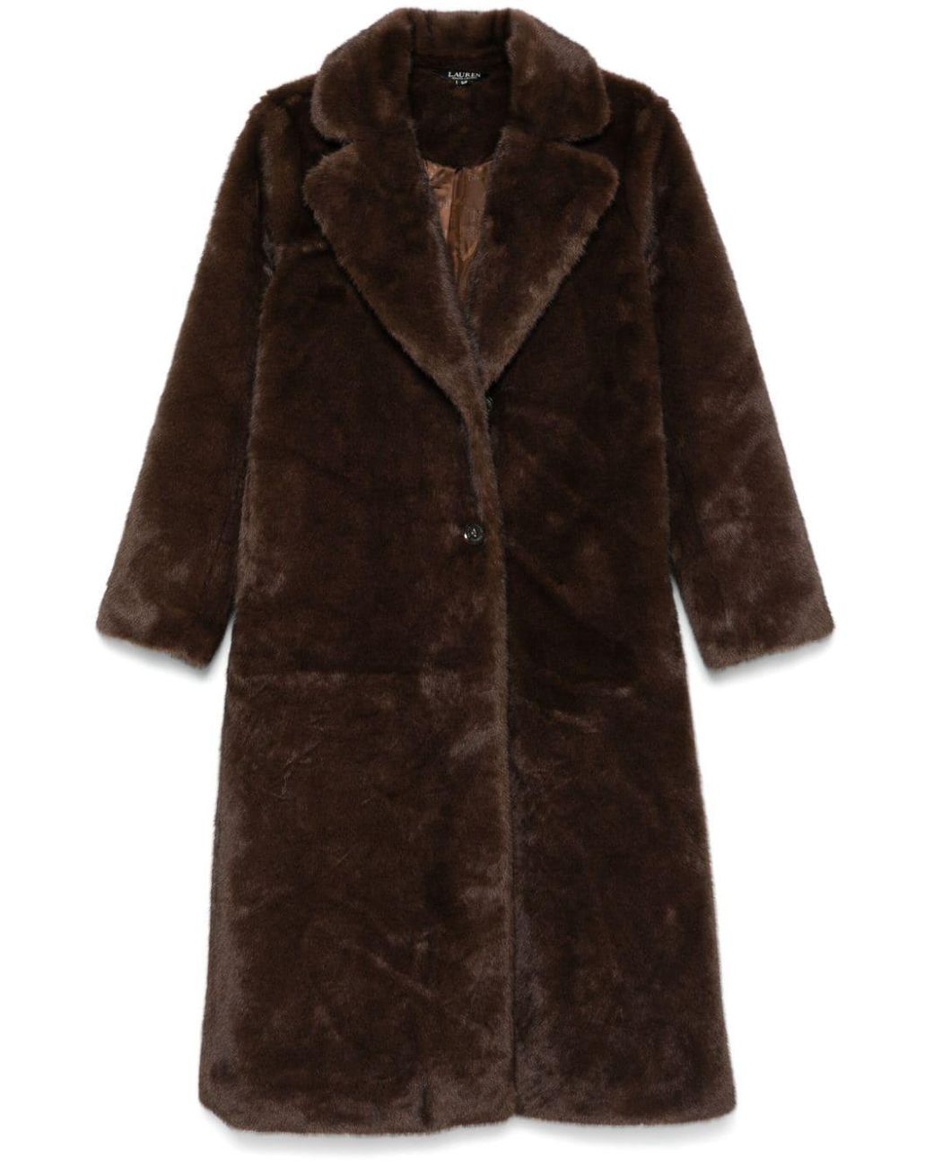 Ralph Lauren Faux-Fur Coat in Brown | Lyst