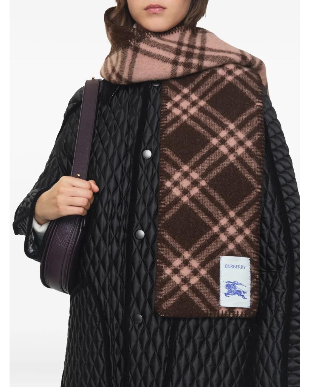 Burberry Check-Pattern Wool Scarf in Brown | Lyst