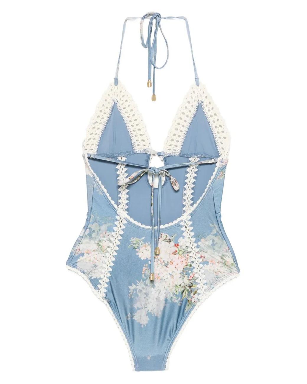 Zimmermann 'Cascadian Keyhole Crochet' One-Piece Swimsuit in Blue | Lyst