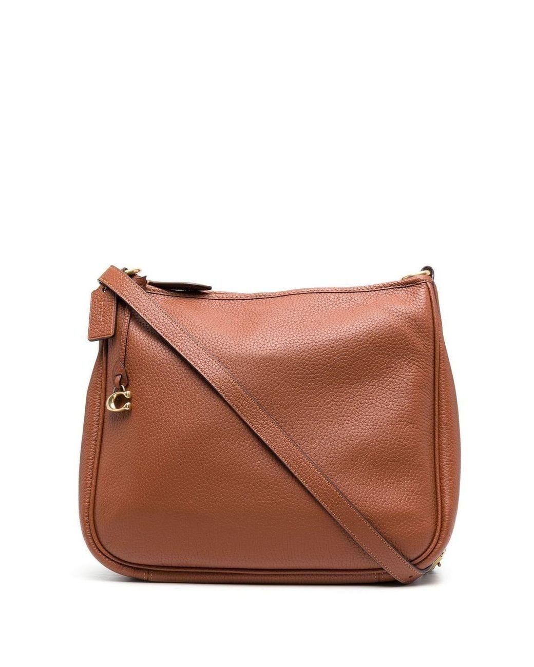 COACH Cary Pebbled-leather Shoulder Bag in Brown | Lyst