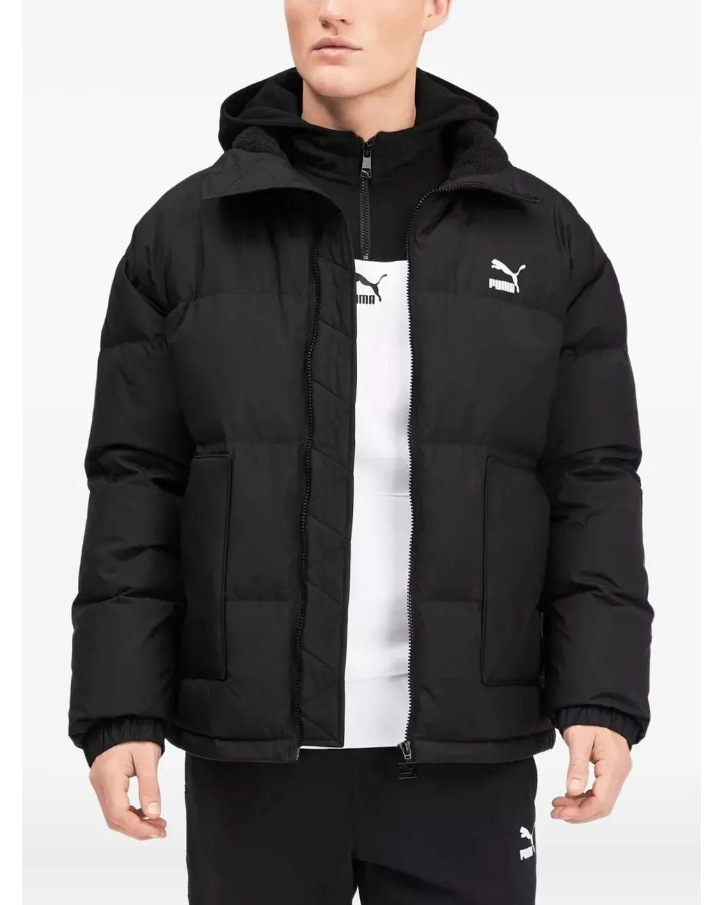 PUMA Logo Quilted Puffer Jacket in Black for Men | Lyst