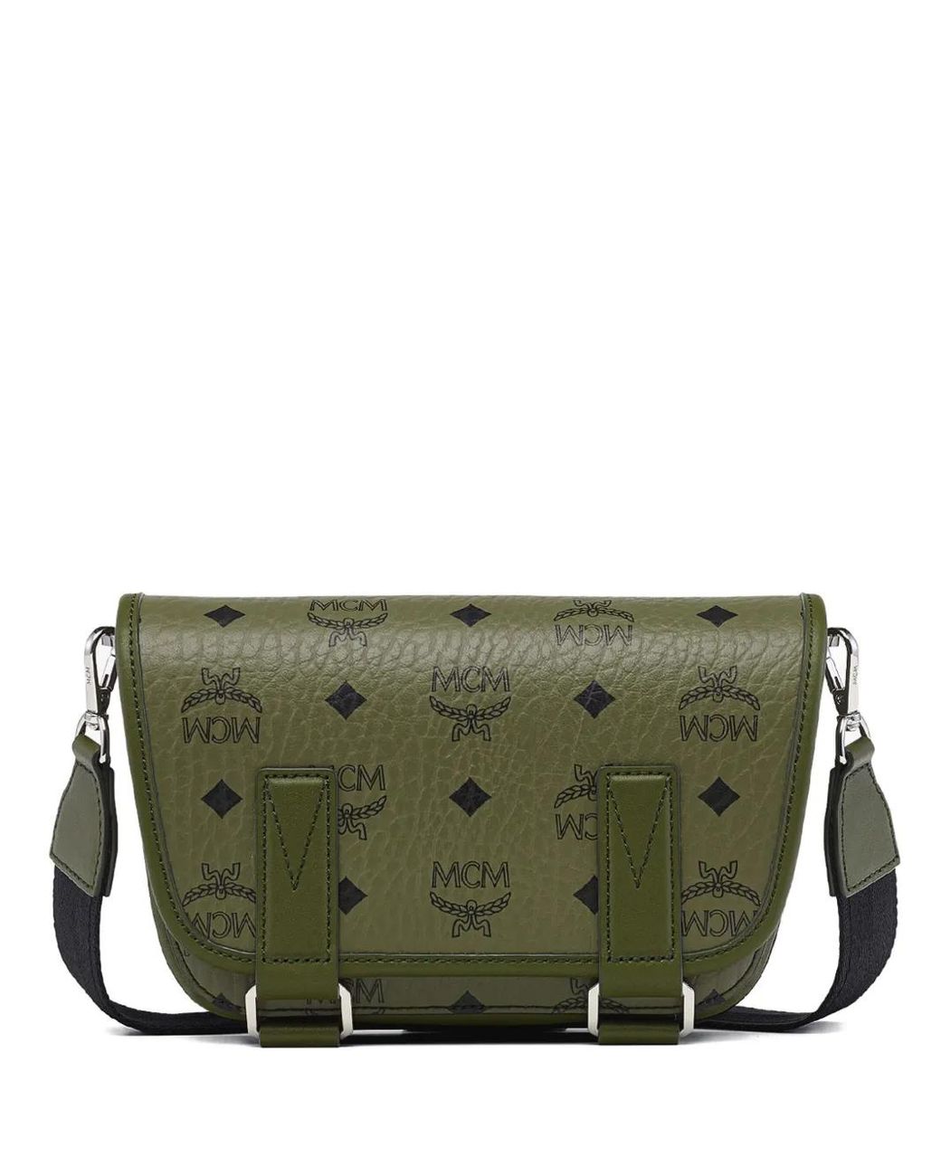 MCM Mini Aren Visetos Monogram Messenger Bag in Green | Lyst