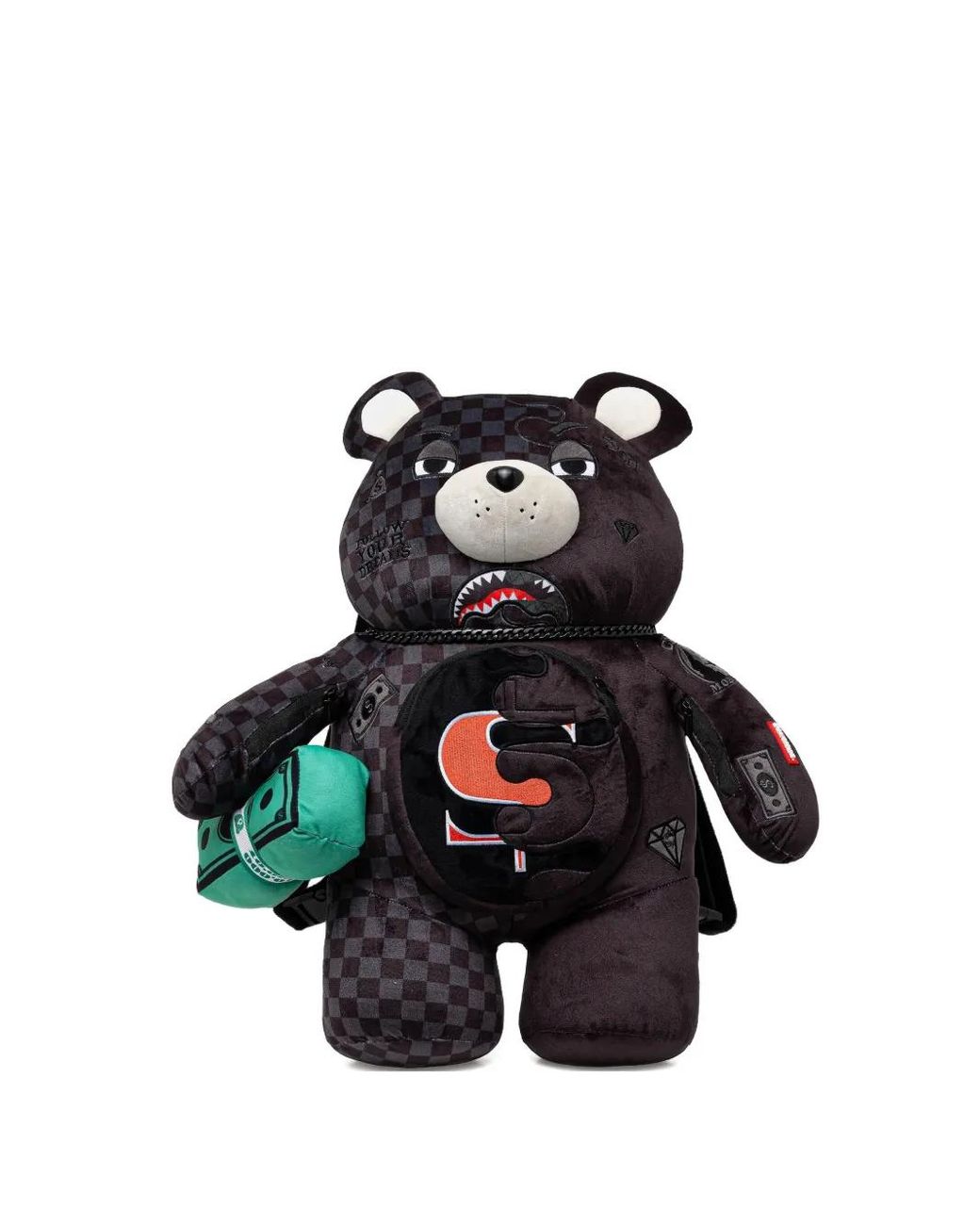 Sprayground Large Unfinished Shark Teddy Bear Check-Pattern Backpack in ...