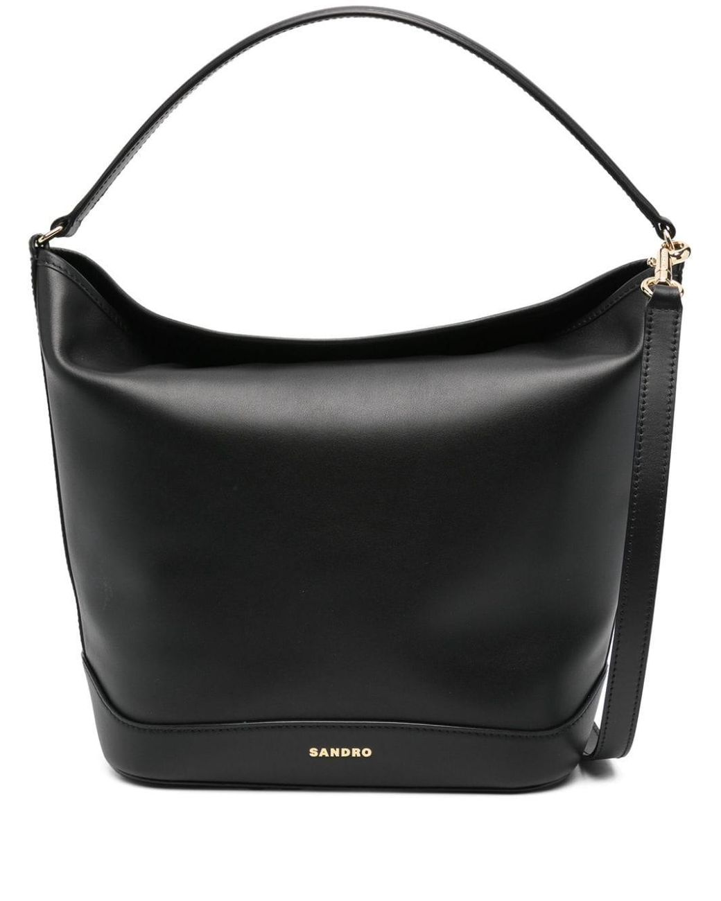 Sandro Logo-Print Bucket Bag in Black | Lyst