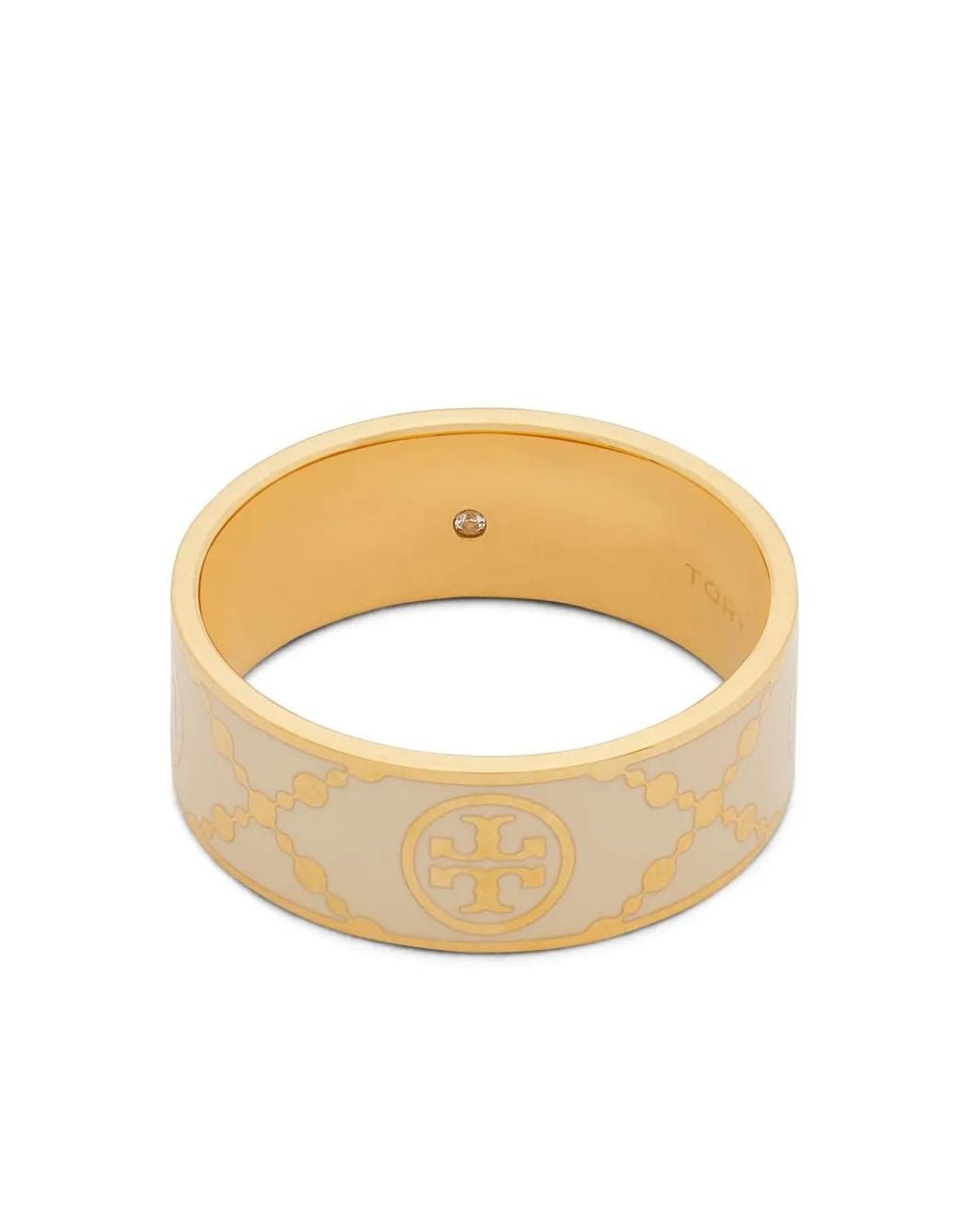 Tory Burch Double T Enamel-Detail Ring in Metallic | Lyst UK