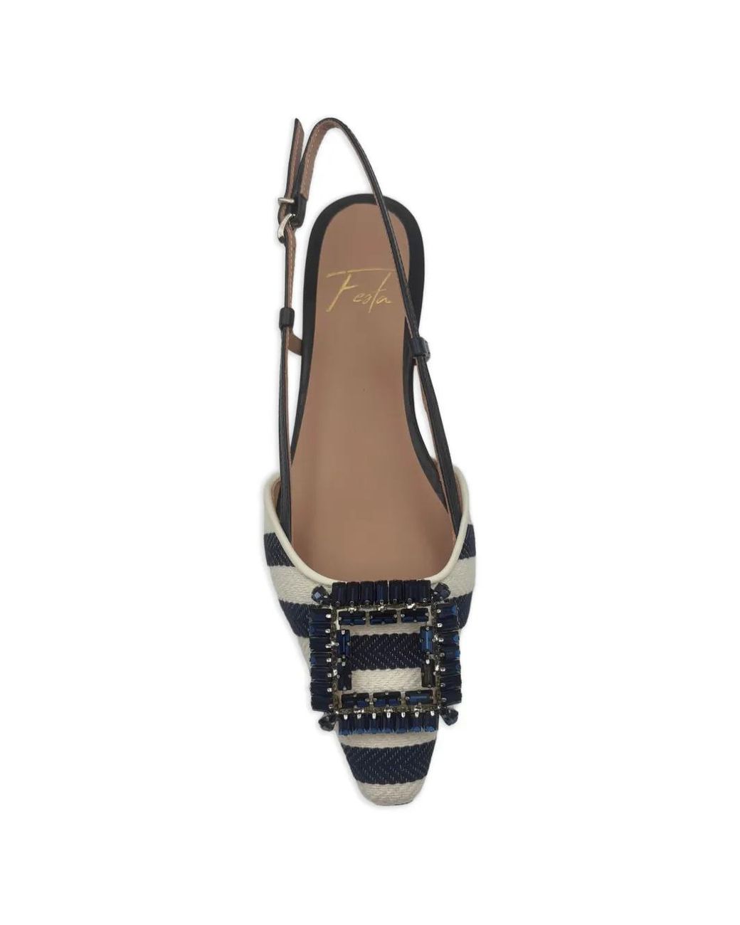 Roberto Festa Mimma Striped Buckle-Fastening Flat Pumps in White | Lyst