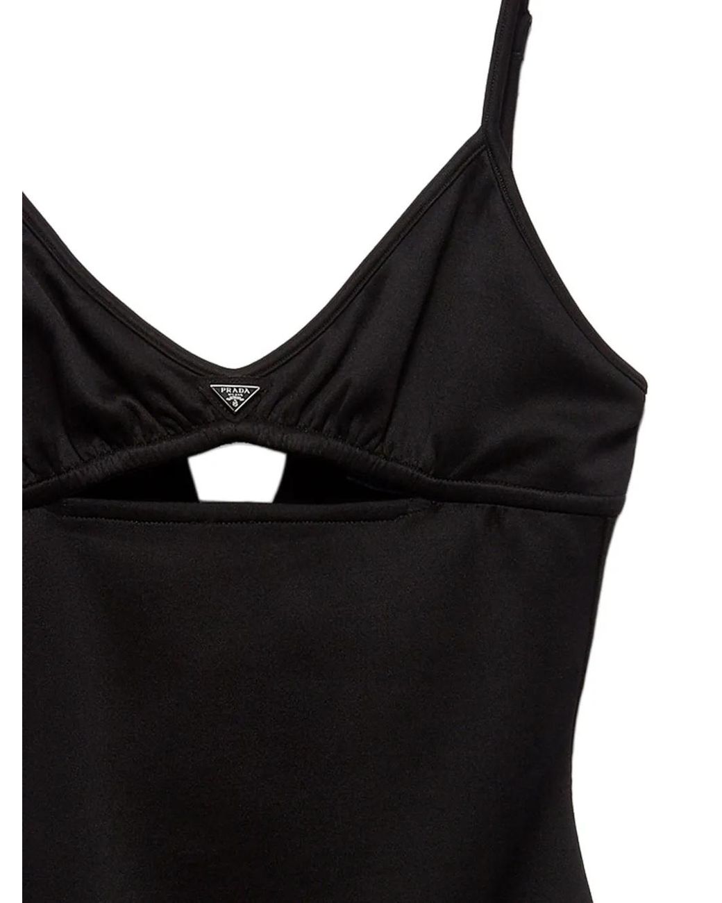 Prada Triangle-Logo Cut-Out Swimsuit in Black | Lyst