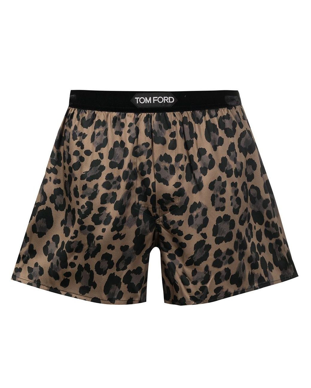 Tom Ford Leopard Print Silk Boxers In Brown For Men Lyst