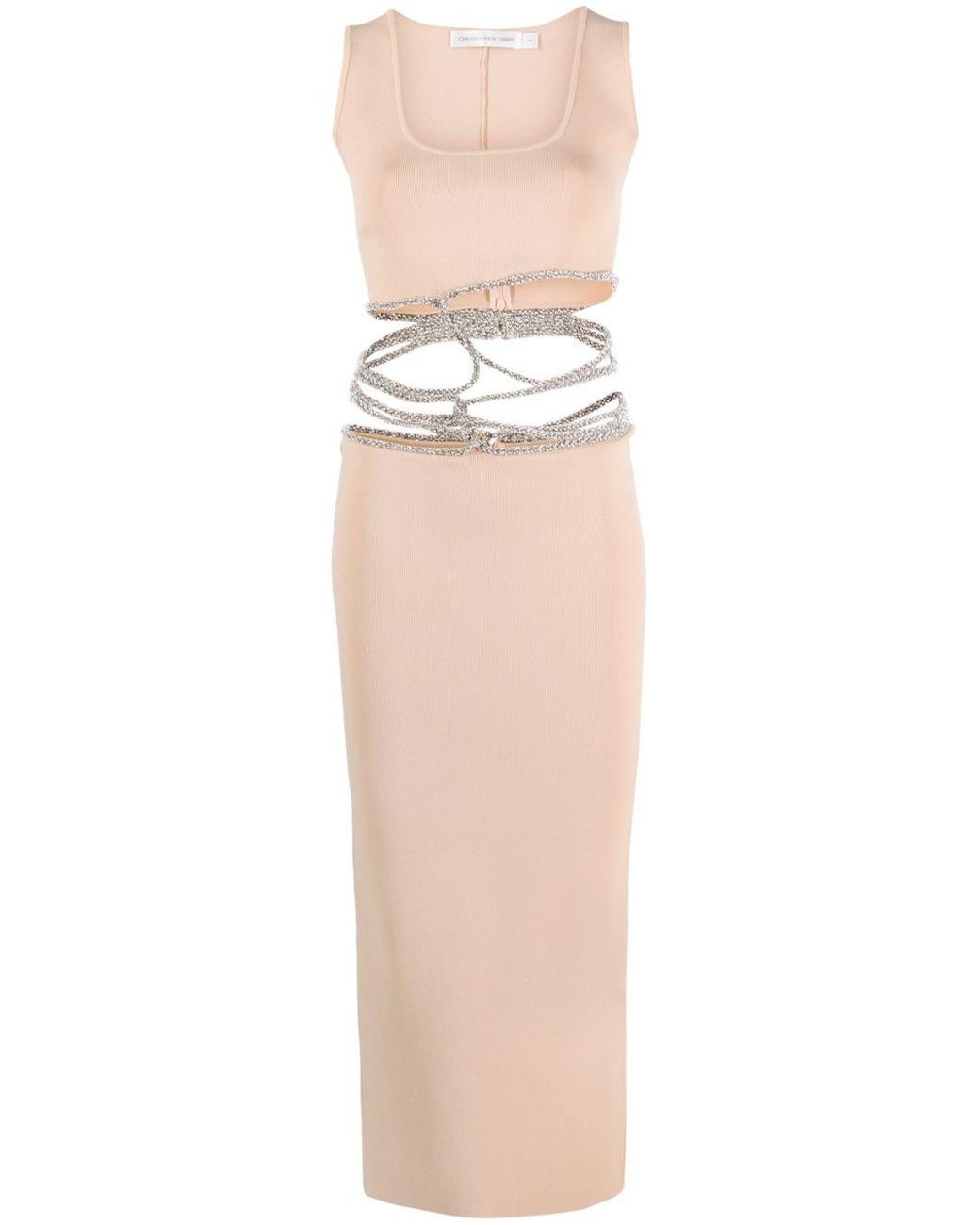 Christopher Esber Crystal Embellished Cutout Ribbed Knit Midi Dress In
