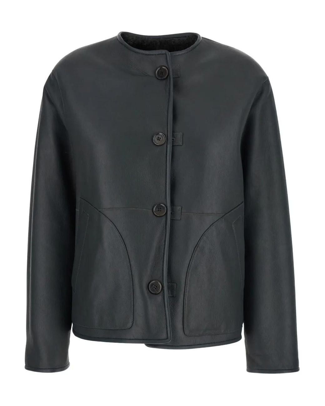 Arma Lucine Button-Fastening Shearling Jacket in Black | Lyst