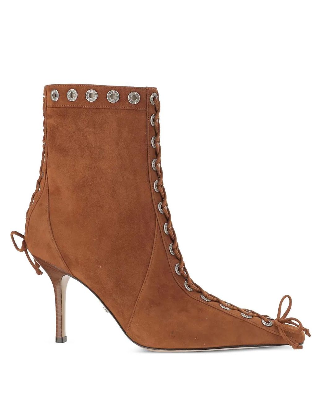 Mach & Mach 50Mm Lace-Up Studded Boots in Brown | Lyst